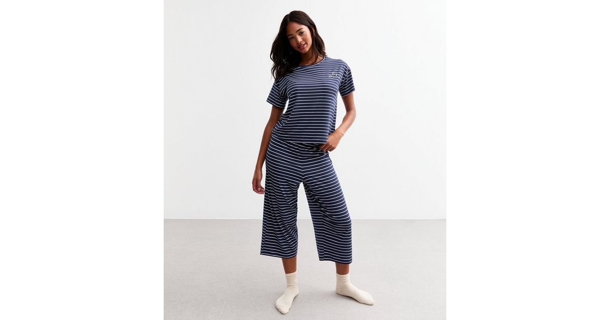 Blue Striped Sweet Dreams Pyjama Set | New Look