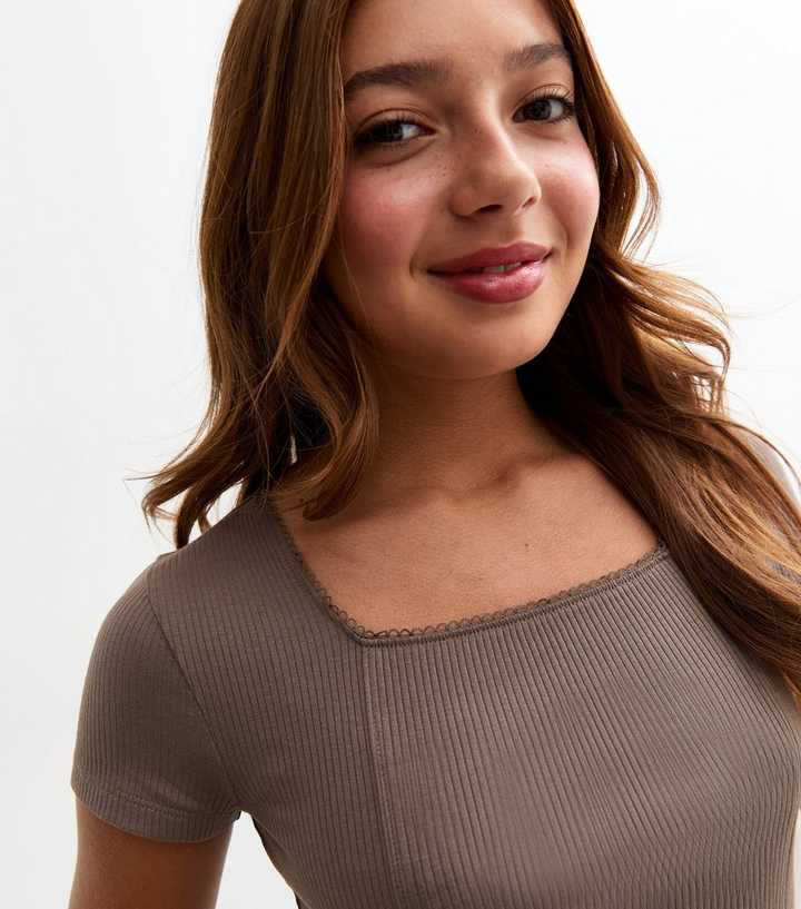 Girls Mink Lace Trim Corset Top | New Look