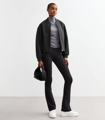 Tall Black Flared Stretch Cotton Leggings | New Look