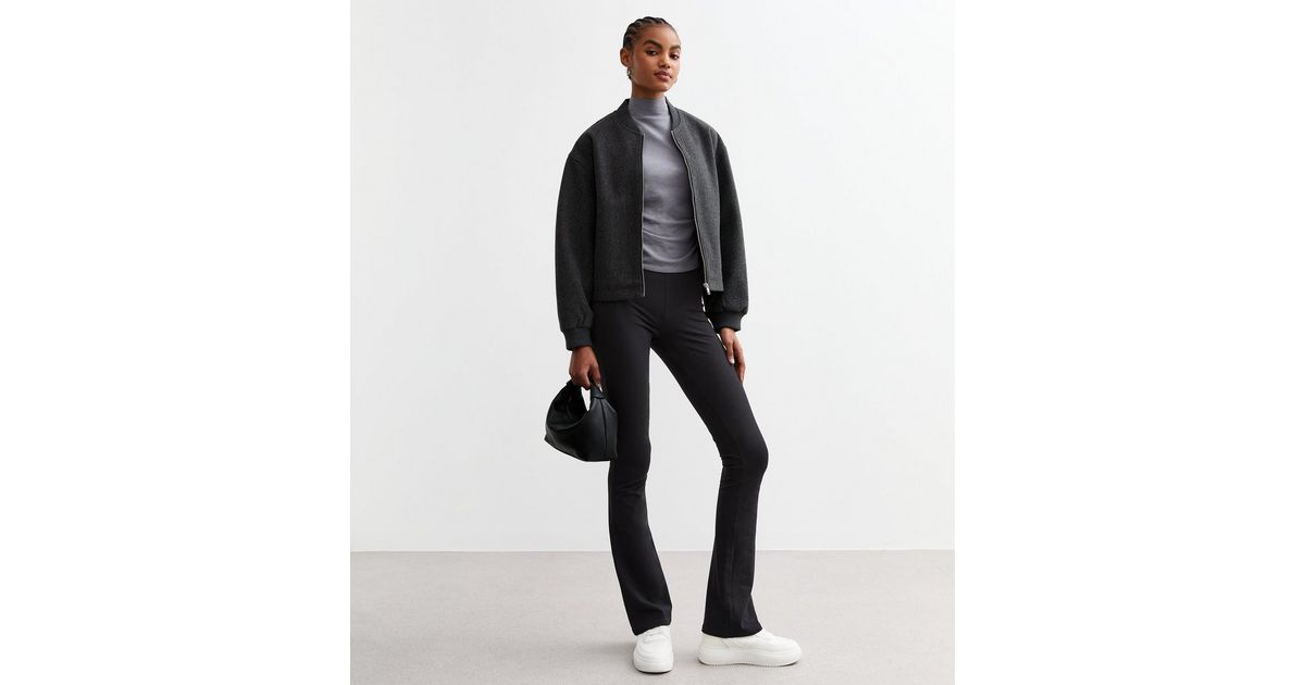 Tall Black Flared Stretch Cotton Leggings | New Look