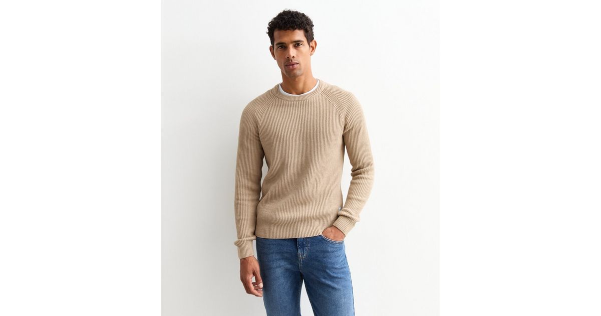 Jack & Jones Beige Regular Chunky Knit Crew Neck Jumper | New Look