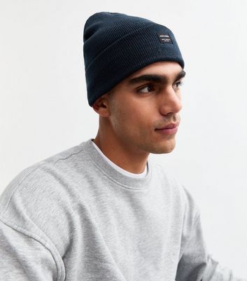Jack & Jones Navy Knit Beanie Hat | New Look