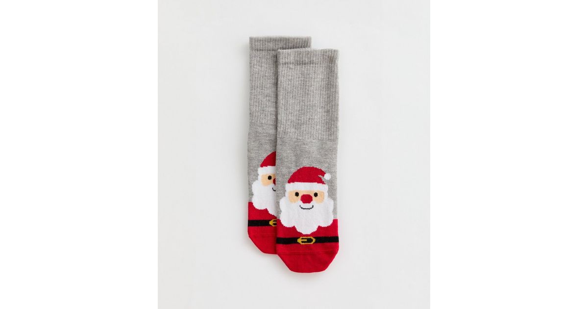 Grey Christmas Santa Socks | New Look