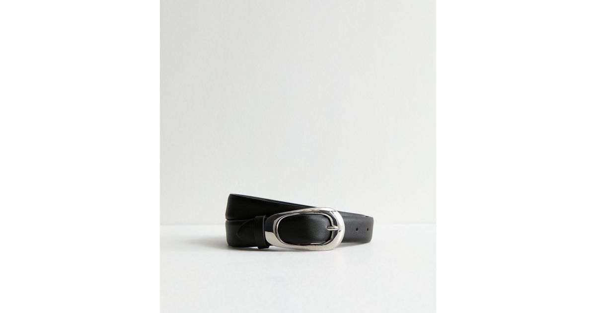 Black Faux Leather Buckle Belt | New Look