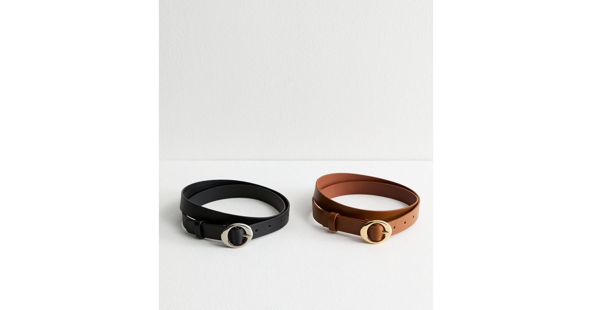 Pack Of Two Leather Look Belts | New Look