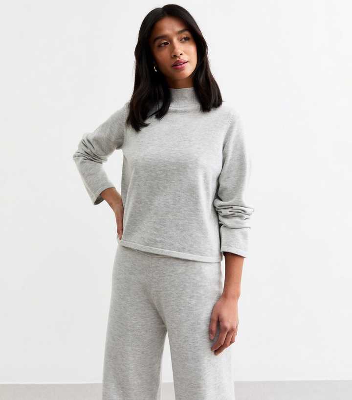 Petite Grey High Neck Jumper | New Look