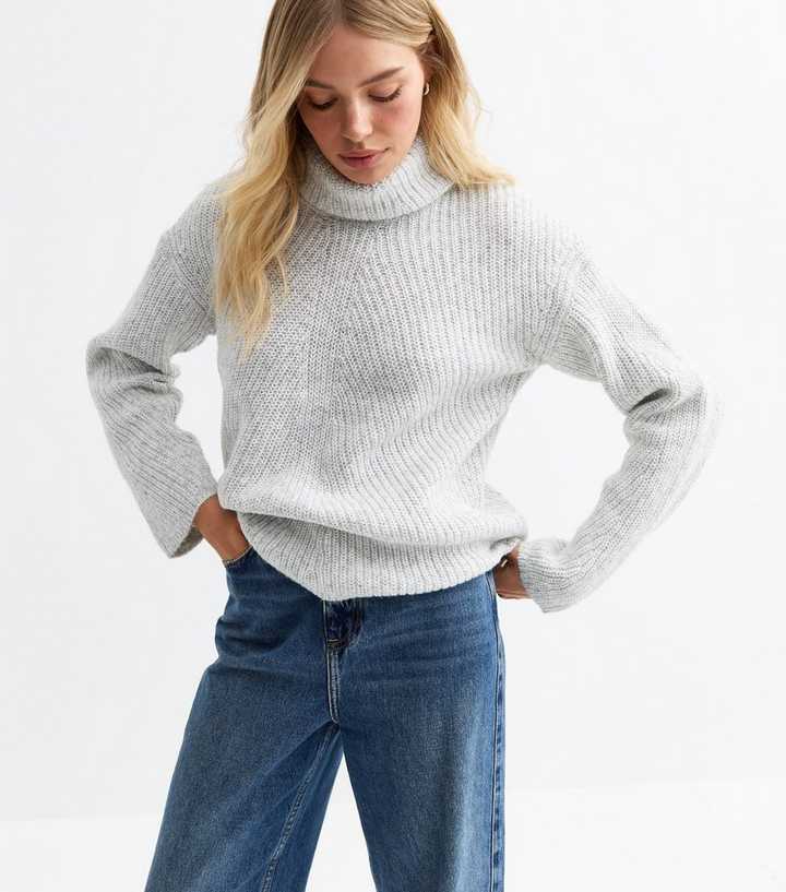 Pale Grey Slouchy Roll Neck Jumper | New Look
