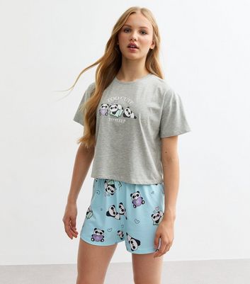 Girls Grey Panda Print Short Pyjama Set | New Look