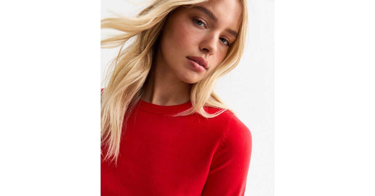 Red Long Sleeve Crew Neck Jumper | New Look
