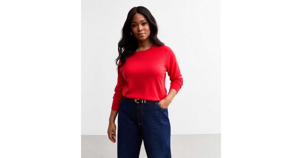 Curves Red Long Sleeve Jumper | New Look