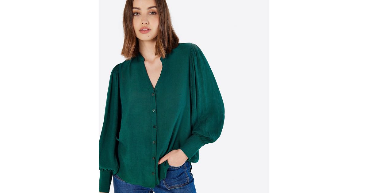 Apricot Dark Green Button Front Shirt | New Look