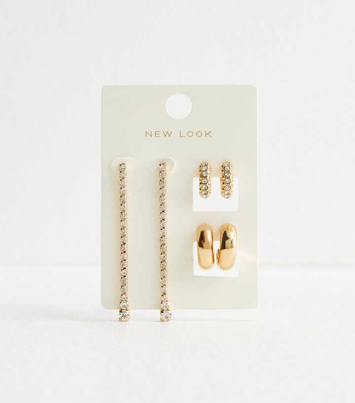 Pack Of 3 Mixed Design Gold Tone Earrings | New Look