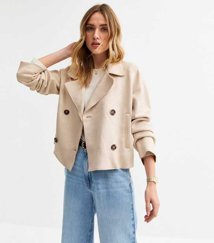 Stone Faux Suede Unlined Cropped Jacket | New Look