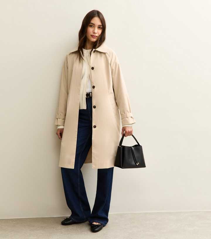 Stone Single Breasted Mac | New Look