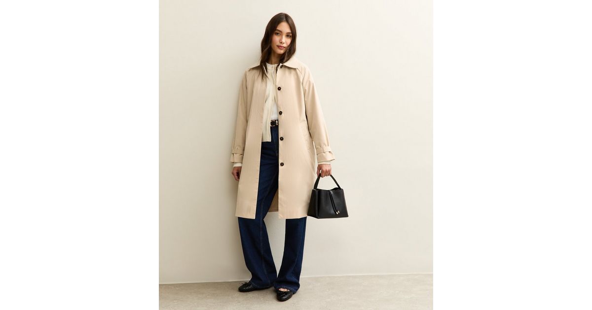 Stone Single Breasted Mac | New Look
