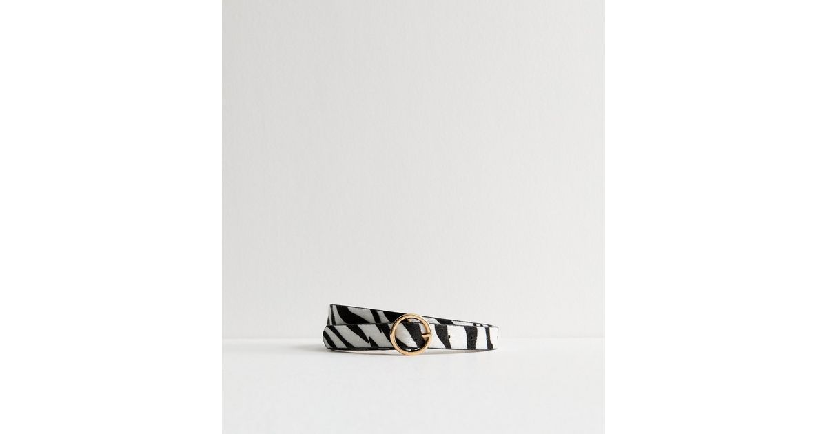 Black Brushed Zebra Print Belt | New Look