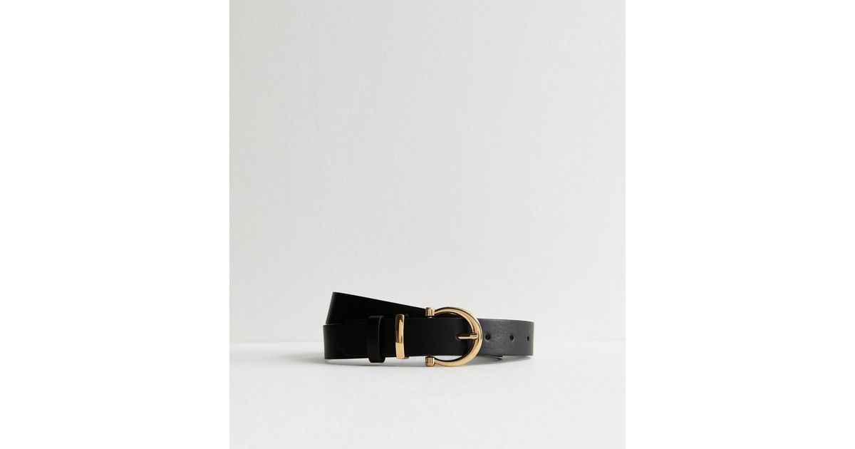 Black Faux Leather Buckle Belt | New Look