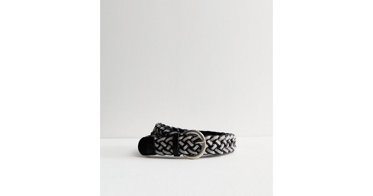 Black Diamanté Plaited Belt | New Look