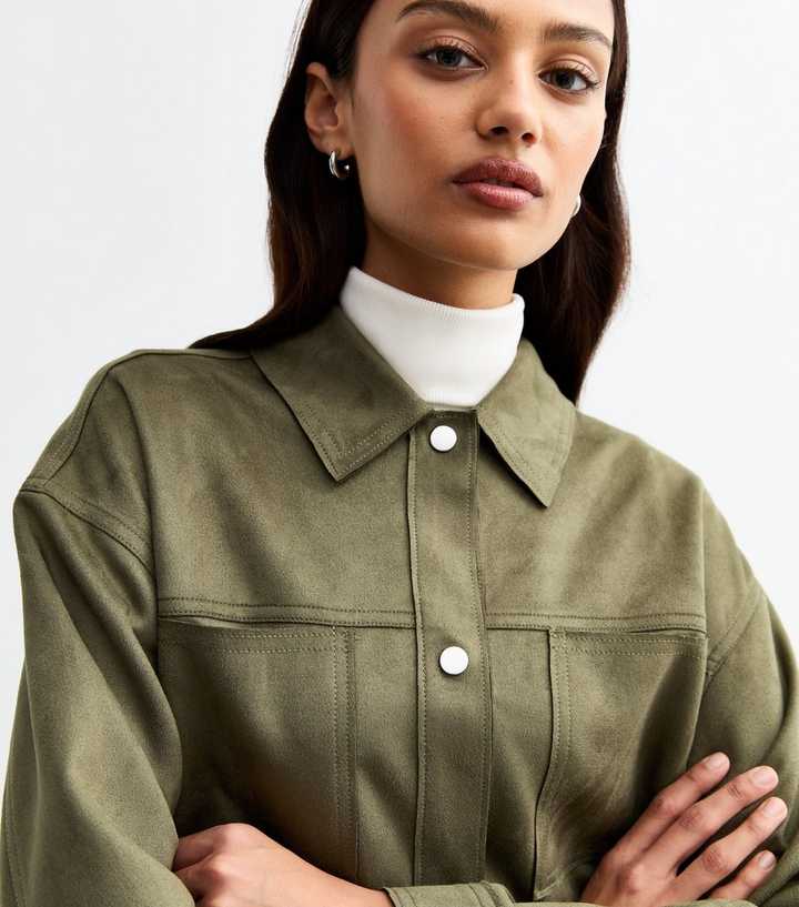 Khaki Faux Suede Unlined Jacket | New Look