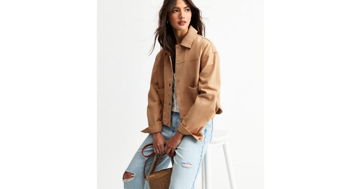 Tan Brown Cotton Button Up Shacket | New Look