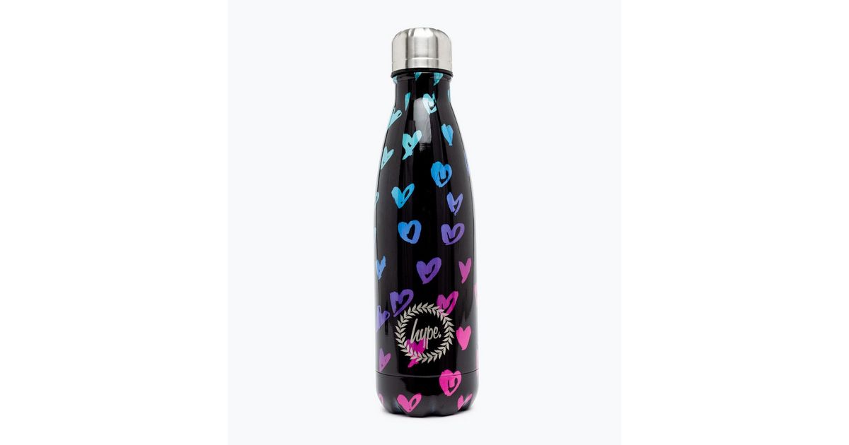 HYPE Black Scribble Heart Thermal Water Bottle | New Look