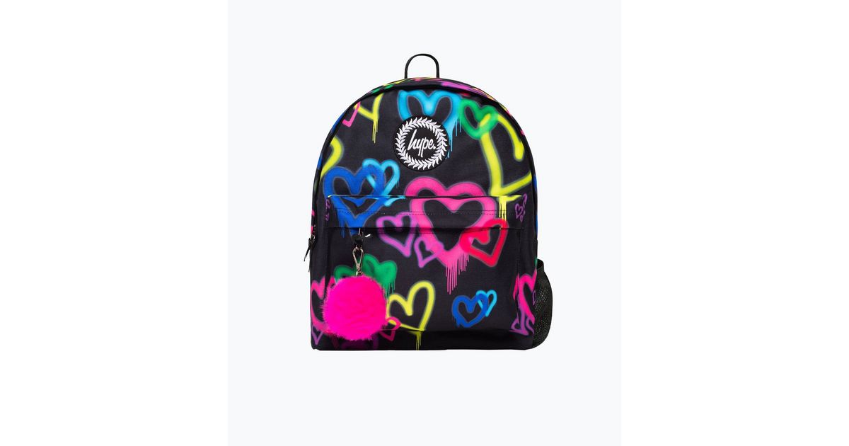 HYPE Black Graffiti Heart Iconic Backpack | New Look