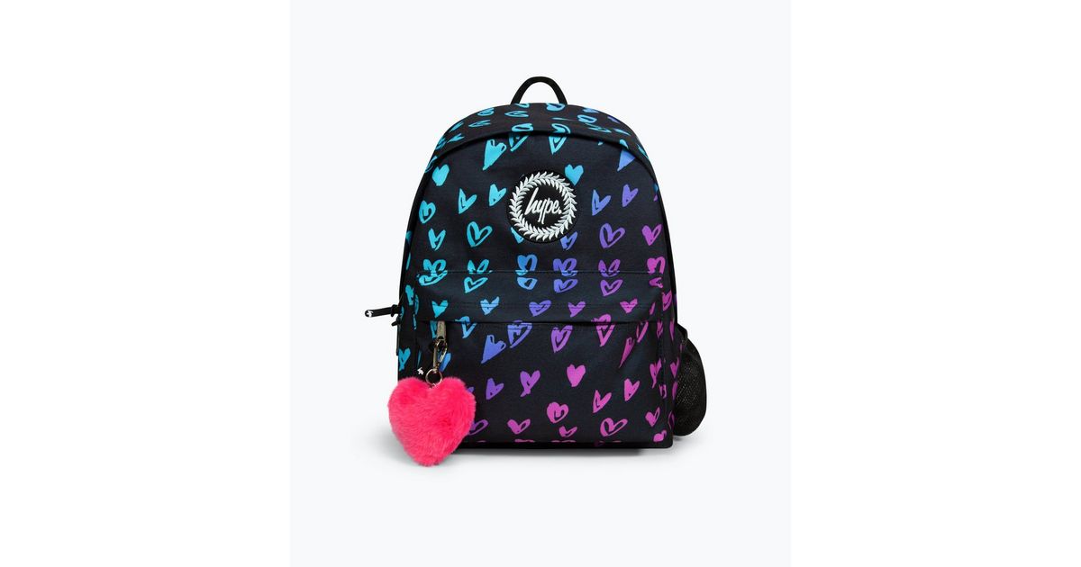 HYPE Black Heart Print Iconic Backpack | New Look