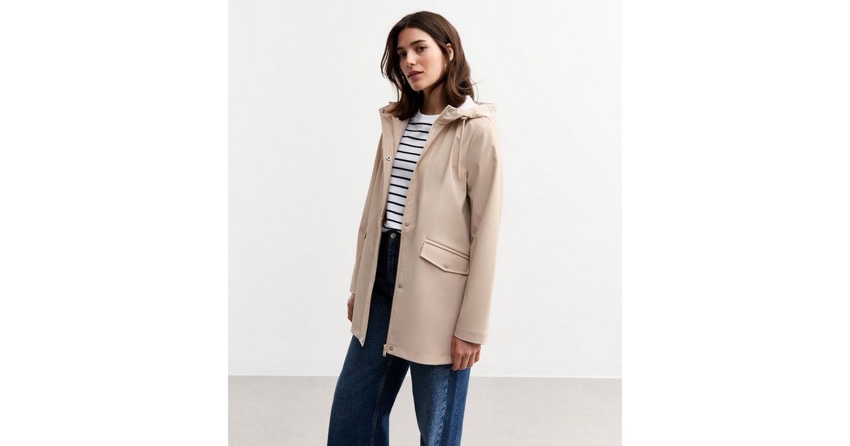Cream Unlined Shower Resistant Rain Coat | New Look