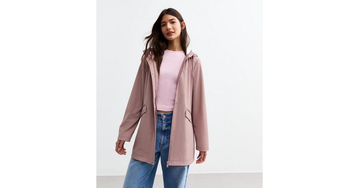 Light Pink Unlined Shower Resistant Rain Coat | New Look