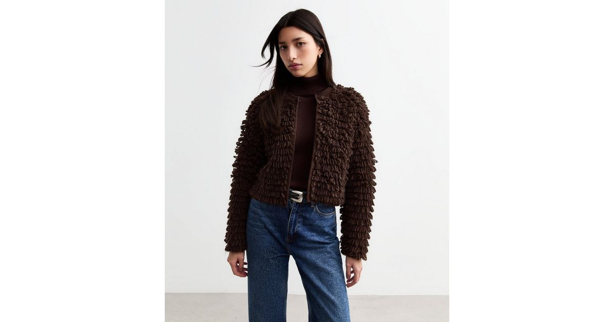 Brown Looped Thread Cardigan | New Look