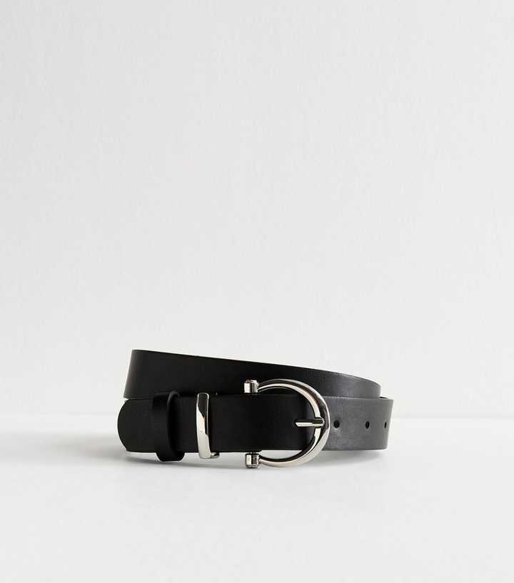 Black Faux Leather Buckled Belt | New Look