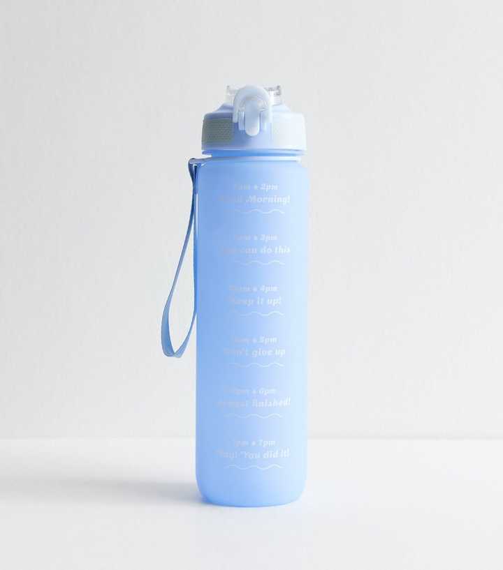 Blue Pop Lid Straw 1L Message Water Bottle | New Look
