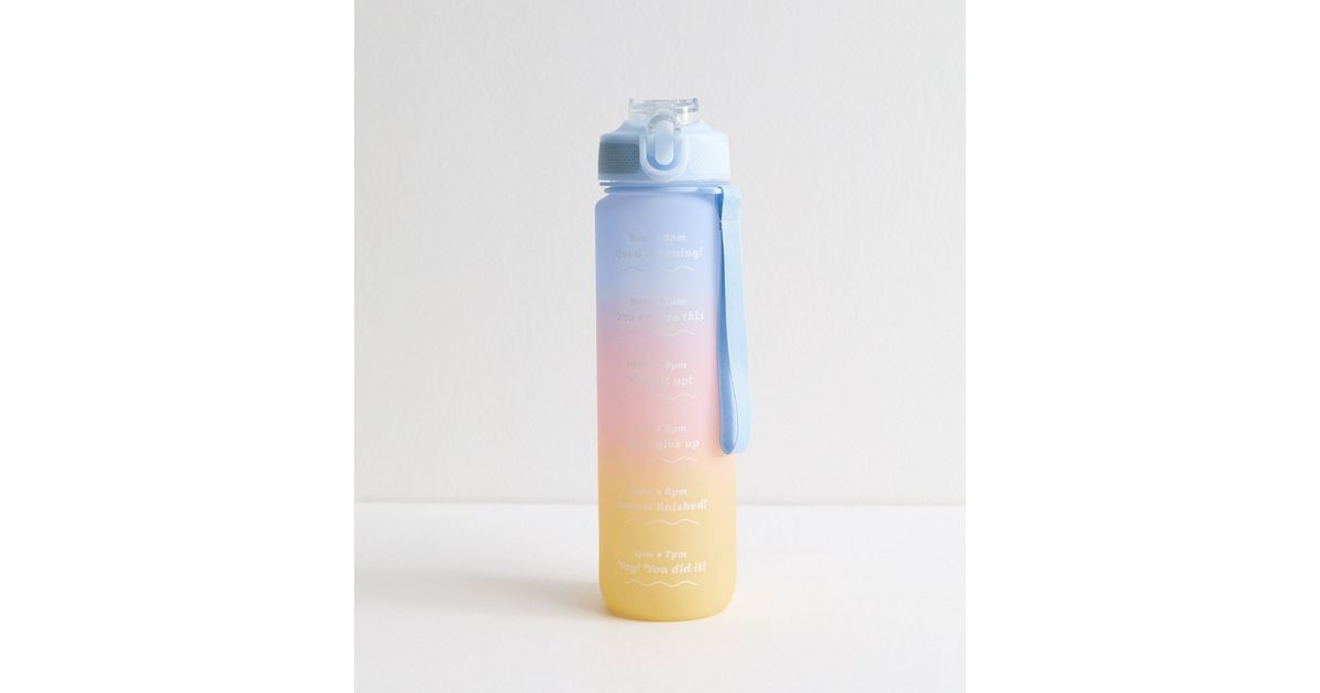 Multicolour Pop Lid Straw 1L Message Water Bottle | New Look