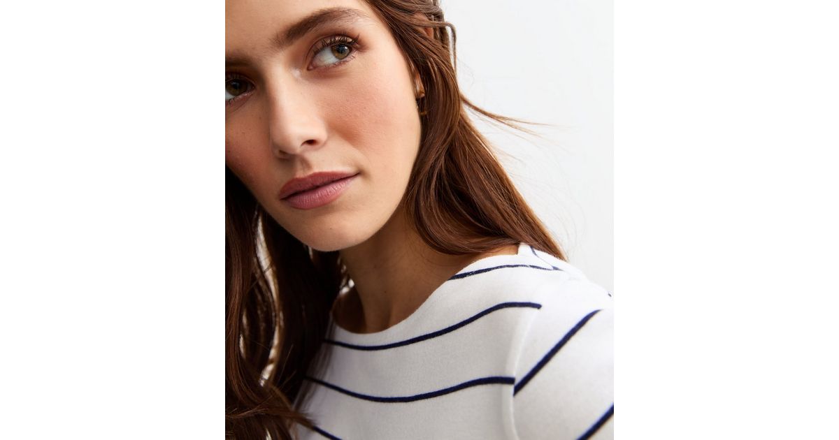 White Slash Neck Striped Top | New Look
