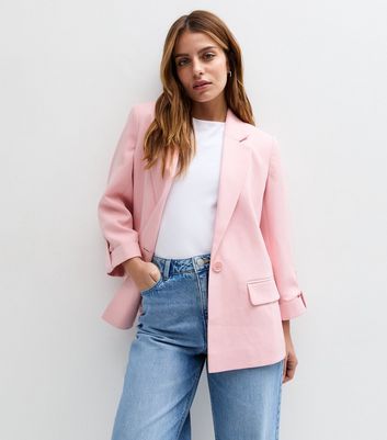 Petite Pink Ruched Sleeve Blazer | New Look