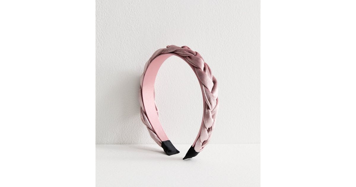 Pink Velvet Plaited Headband | New Look