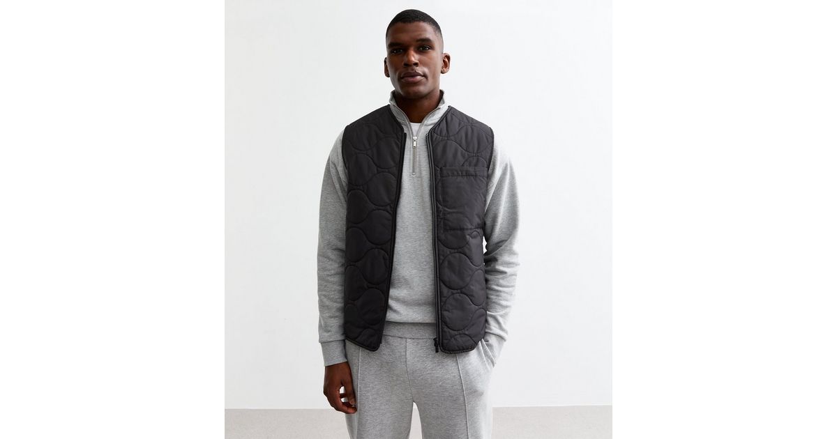 Only & Sons Black Regular Quilted Gilet | New Look