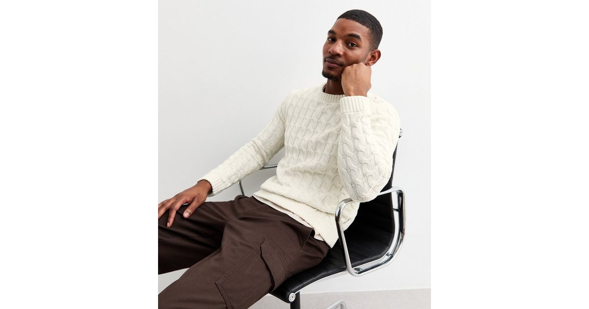 Only & Sons Off White Regular Cable Knit Jumper | New Look