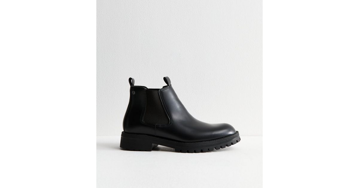 Jack & Jones Black Faux Leather Chelsea Boots | New Look