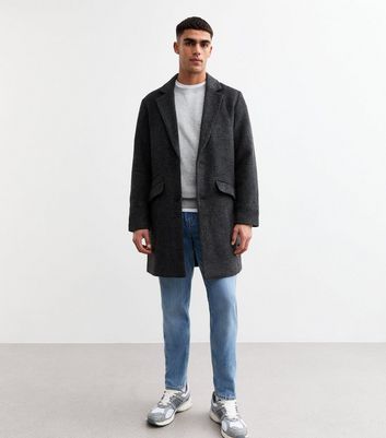 Jack & Jones Dark Grey Brushed Coat | New Look