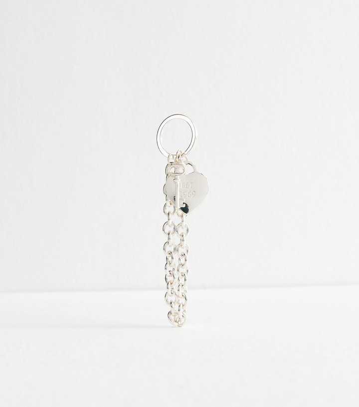 Silver Tone Padlock And Key Bag Charm | New Look