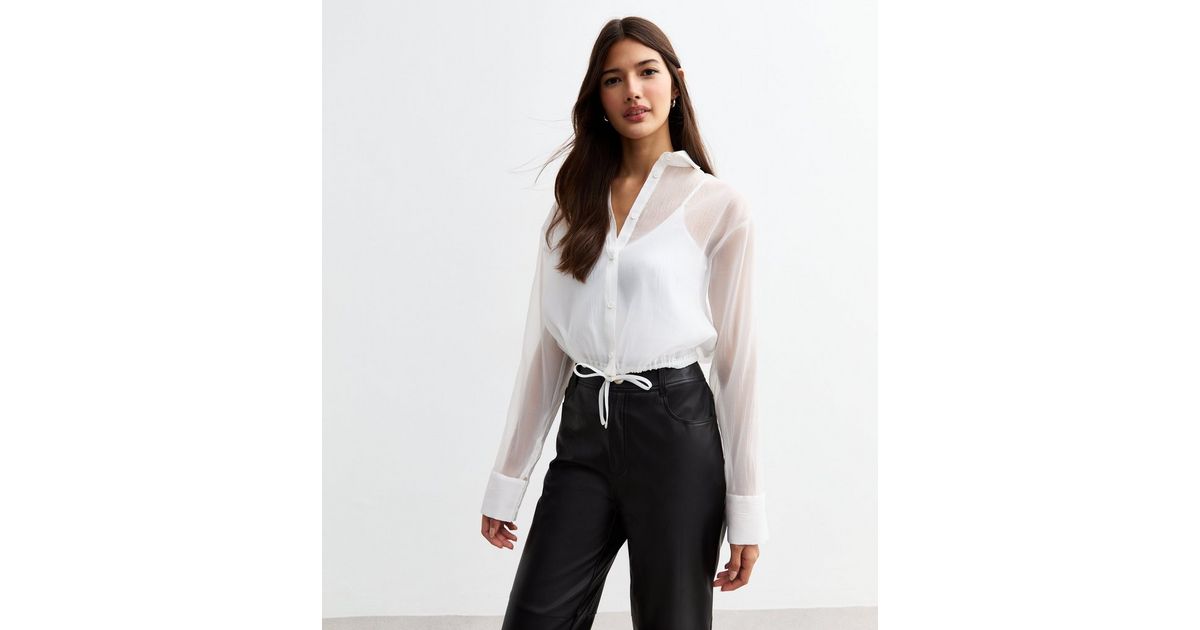 White Sheer Cropped Shirt | New Look