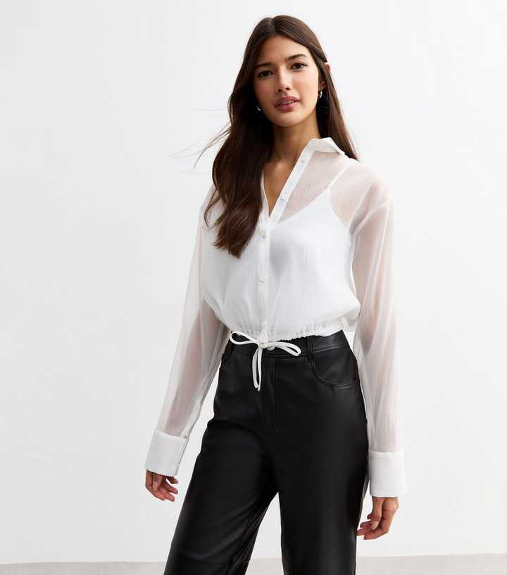 How To Wear A Sheer White Blouse Sheer White Button Down Shirt Outfit