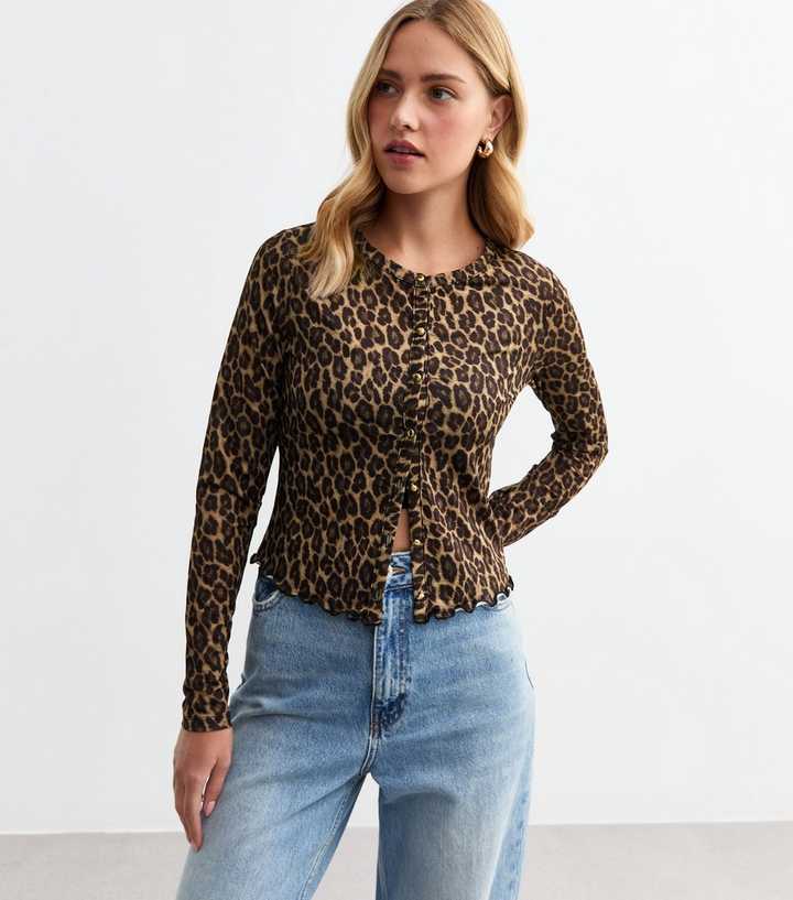 Brown Leopard Print Jersey Cardigan | New Look