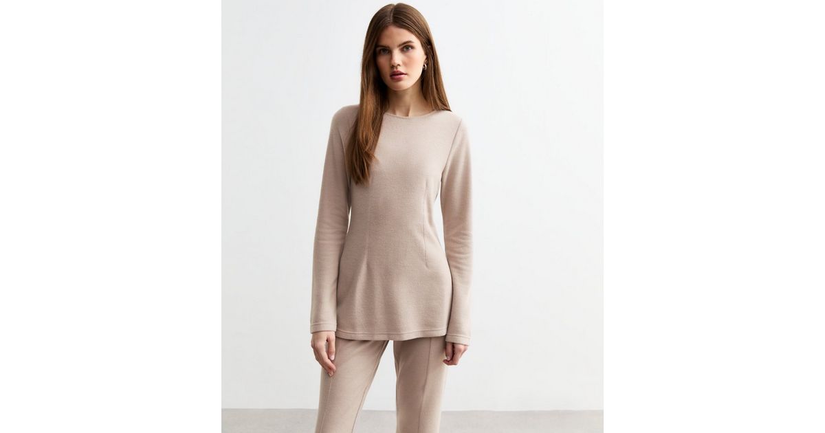 Mink Soft Touch Darted Long Sleeve Top | New Look