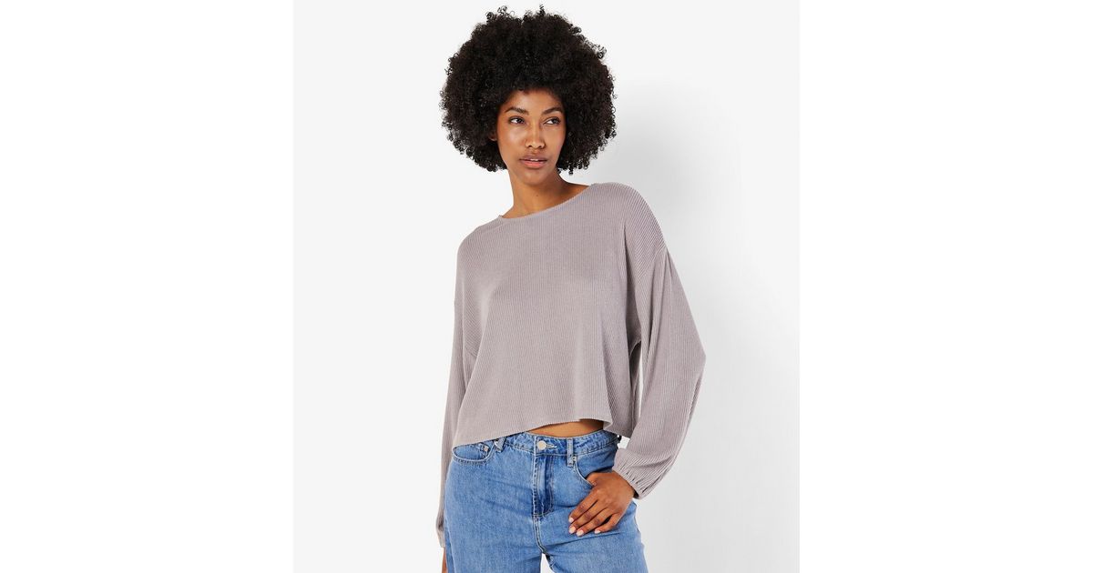 Apricot Ribbed Soft Touch Back Button Top | New Look