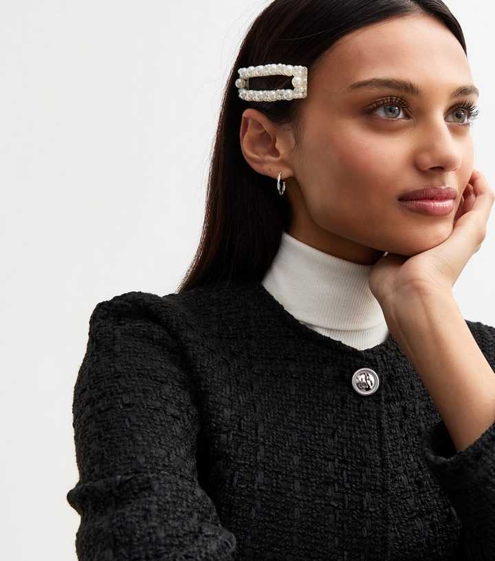 Cream Faux Pearl Rectangular Hair Slide | New Look