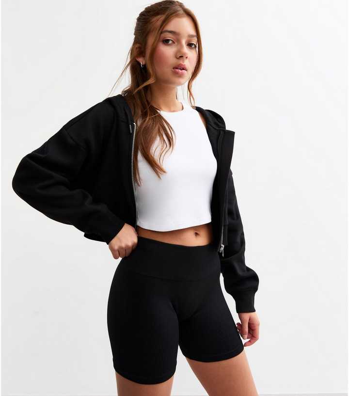 Girls Black Ribbed Cycling Shorts | New Look