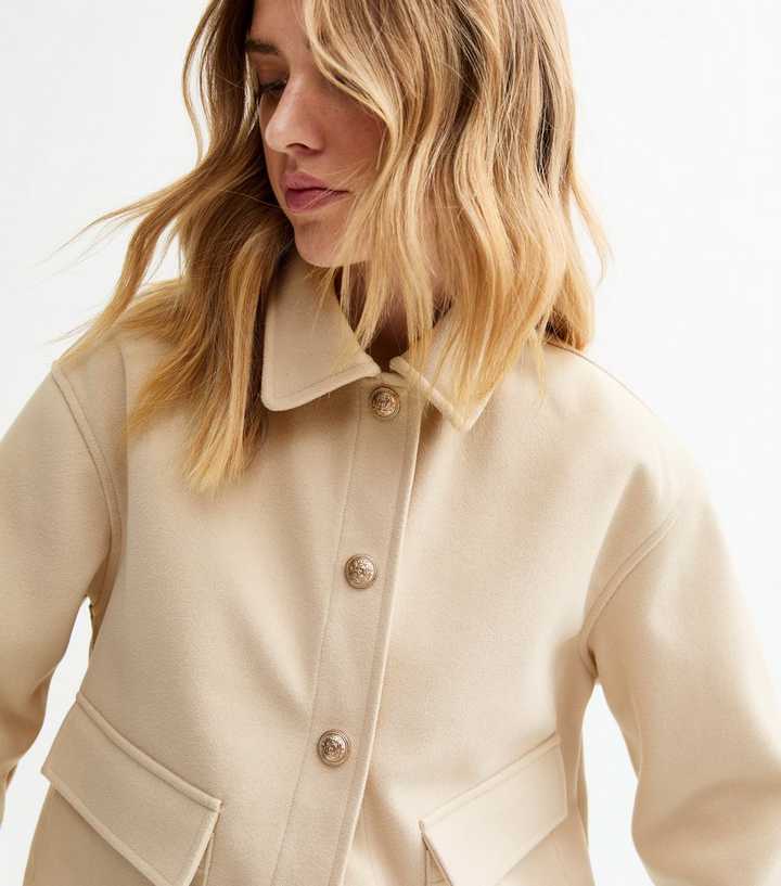 Cream Soft Cropped Shacket | New Look