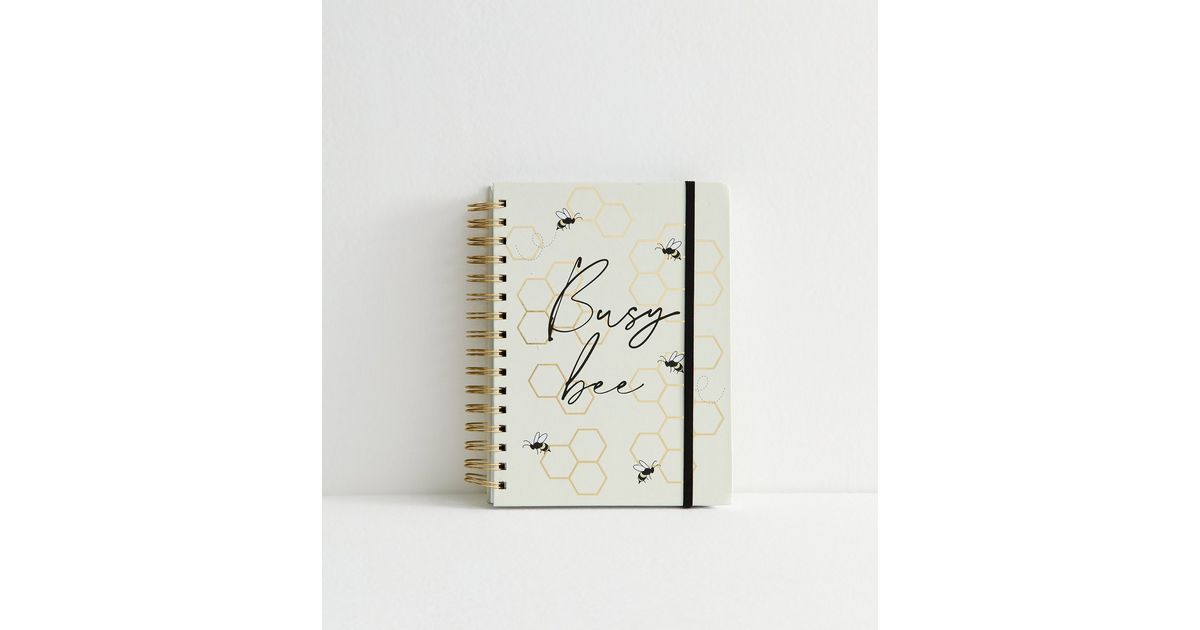 White Busy Bee Notebook | New Look